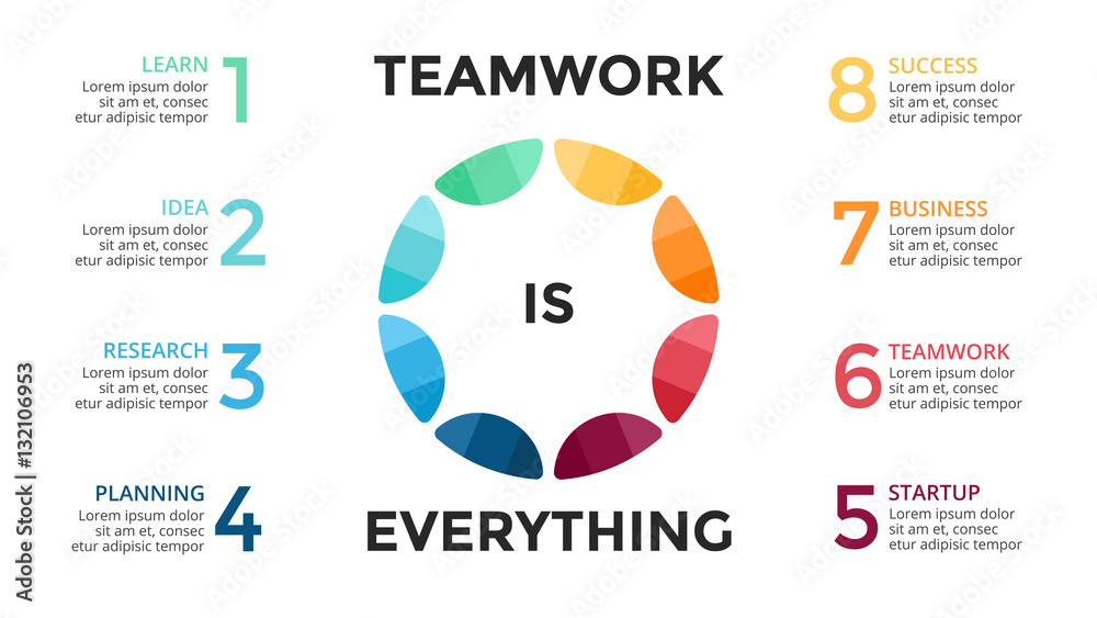 Vector circle teamwork infographic, cycle diagram, graph, presentation ...