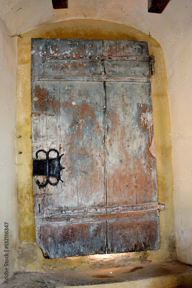 Gate of the fortified medieval church Biertan, is one of the most ...