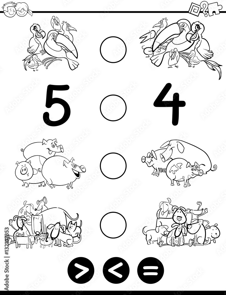 greater less or equal coloring book Stock Vector | Adobe Stock