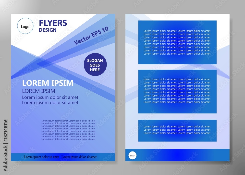 Brochure design template vector. Blue abstract line and square cover ...