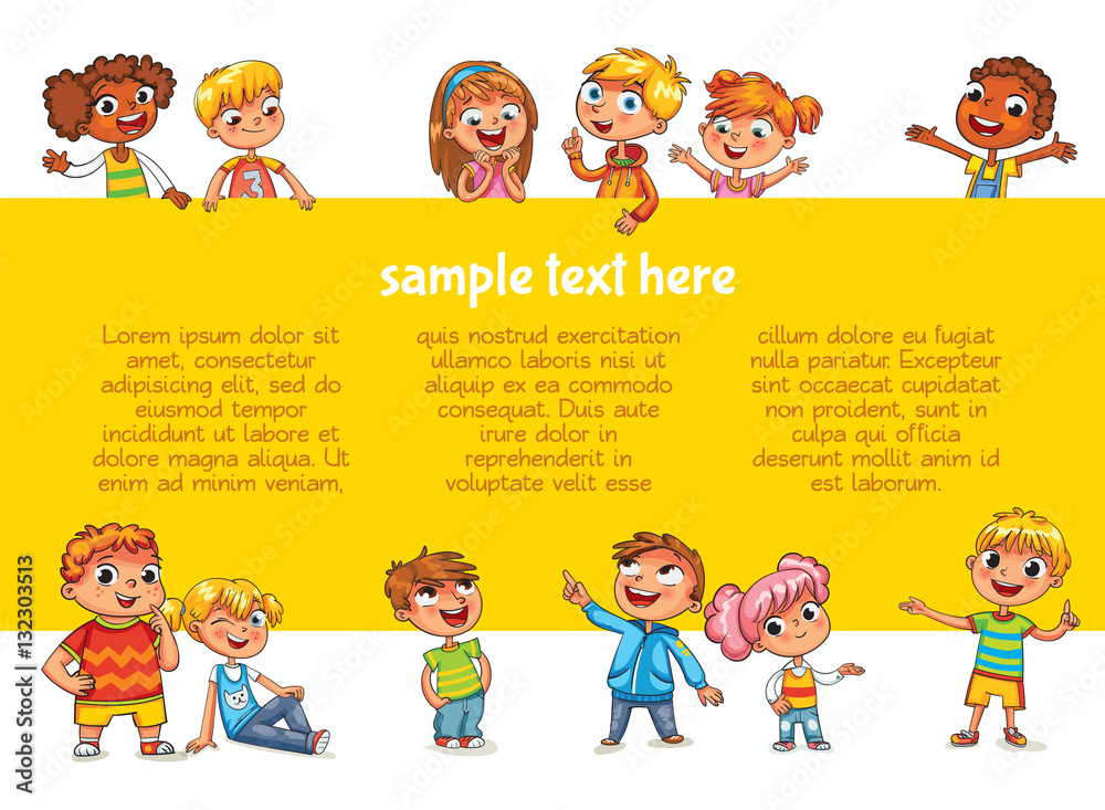 Happy children holding poster. Ready for your message Stock Vector ...