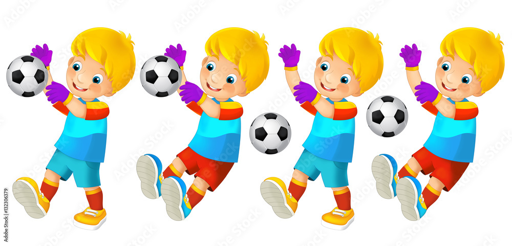 Cartoon child playing football - activity - illustration for children ...