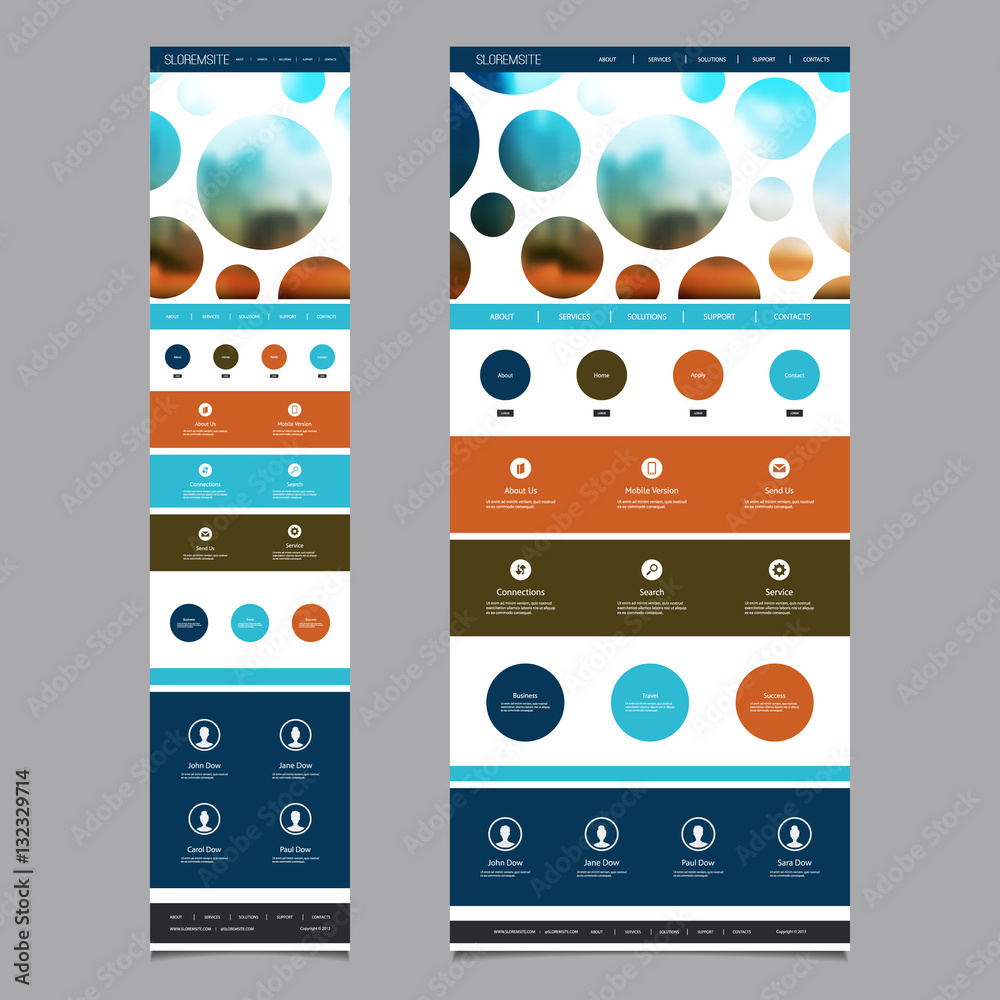 Modern Style Responsive One Page Website Template Layout with Blurred ...