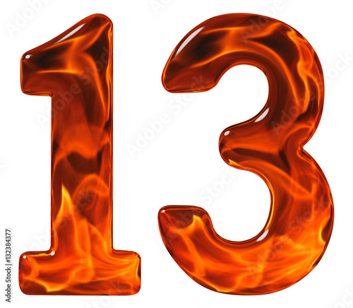 13, thirteen, numeral from glass with an abstract pattern of a f - Buy ...