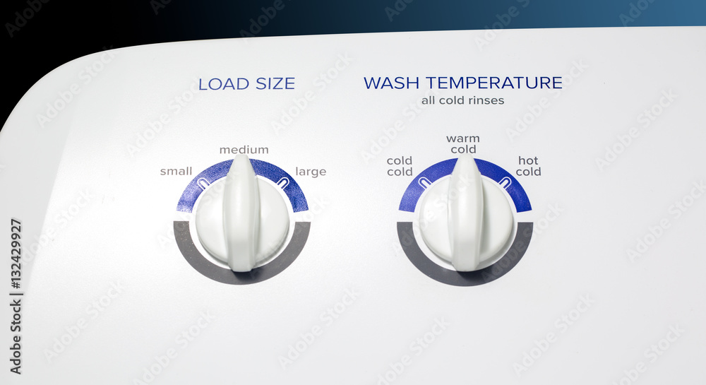 Washing Machine-Load-Temp Knobs - Clothes washer front panel with a ...