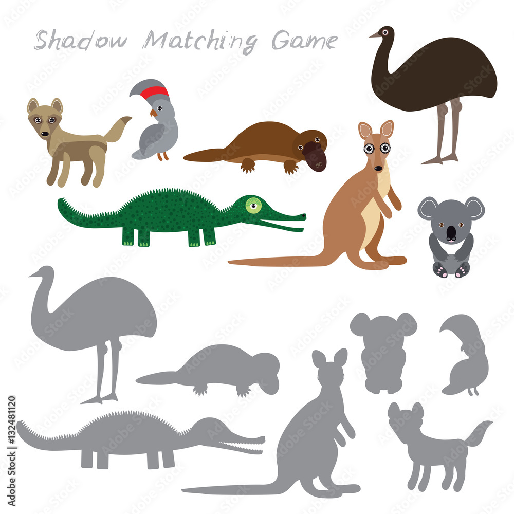Australian animals dingo emu parrot crocodile koala kangaroo platypus ...