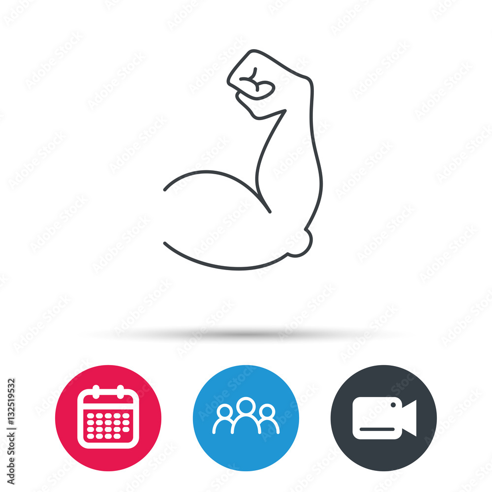 Biceps muscle icon. Bodybuilder strong arm sign. Weightlifting fitness ...