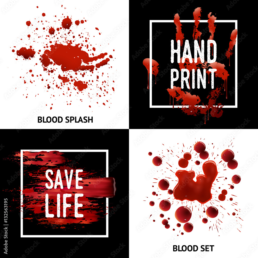 Blood Splatters 4 Icons Square Concept Stock Vector | Adobe Stock