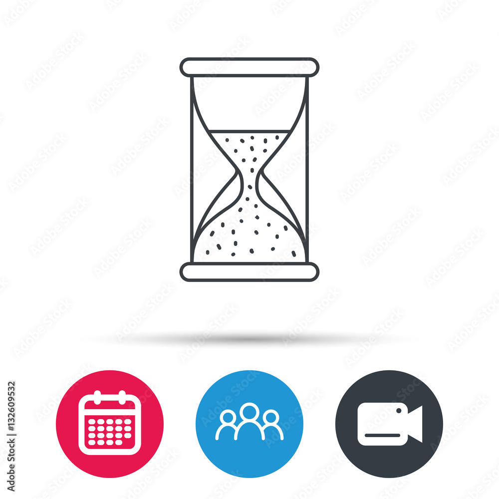 Hourglass icon. Sand time sign. Half an hour symbol. Group of people ...