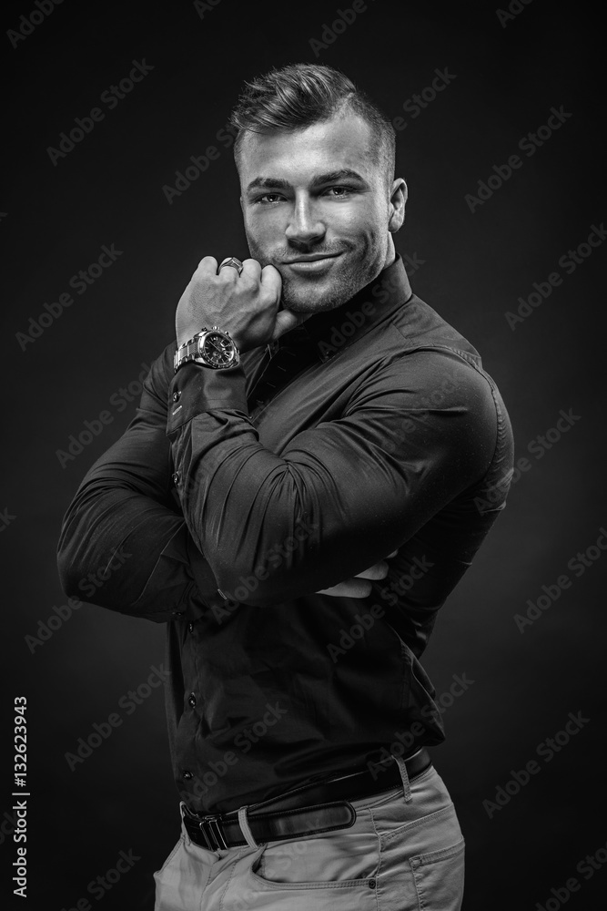 Muscular rich business man portrait Stock Photo | Adobe Stock