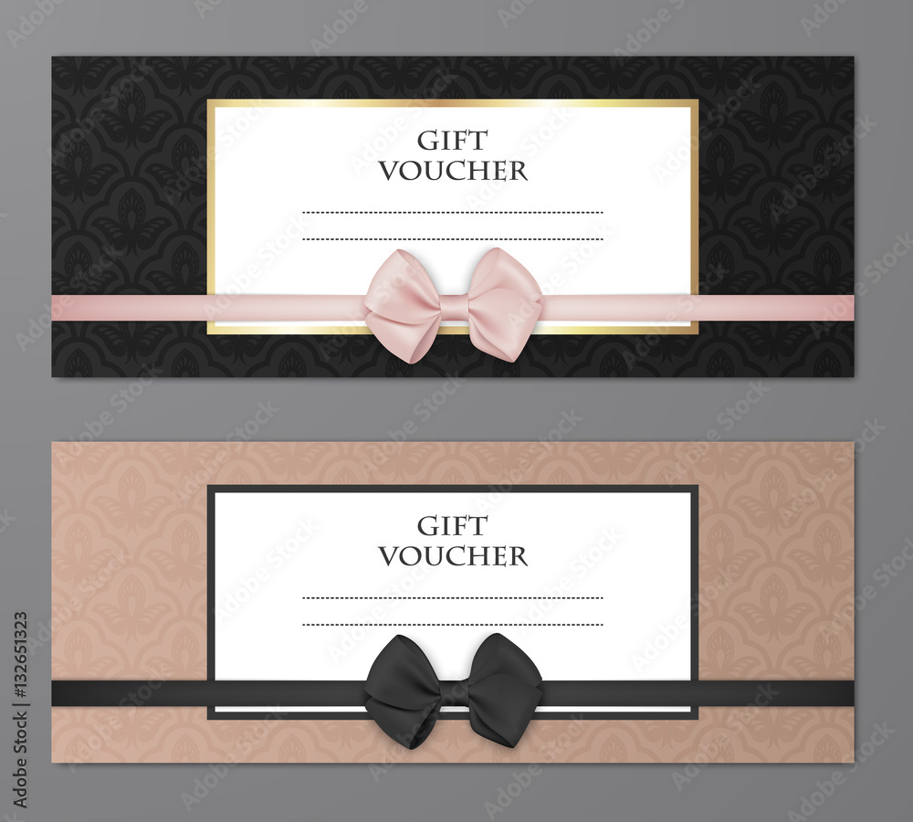 Vector modern gift voucher template set with floral pattern and ...