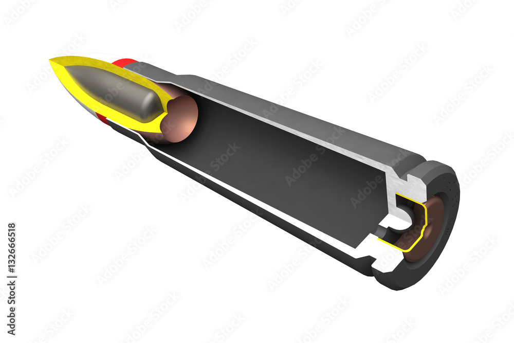 Structure of the armor-piercing bullet 7.62x39mm AK-47 (3D model) Stock ...