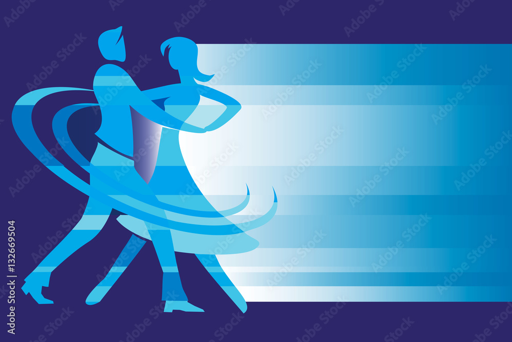 Ballroom dancing background. Blue Background with a couple of ballroom ...