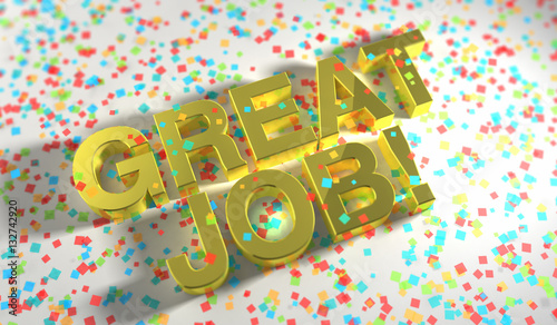 Great Job! Celebrated in golden text. Stock Illustration | Adobe Stock