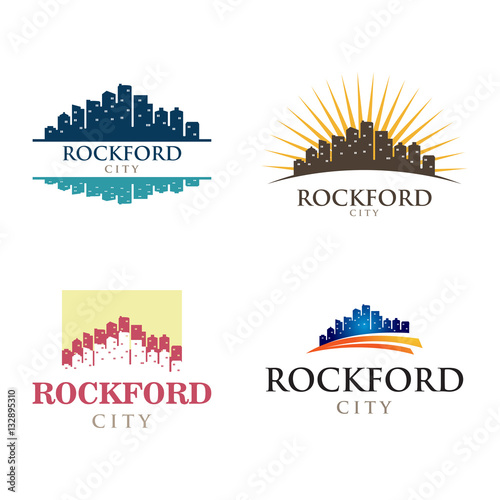 Rockford Illinois in Cityscape Skyline Silhouette Logo Stock Vector ...