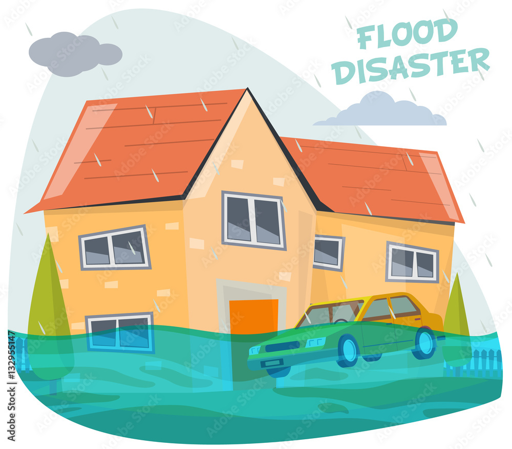 Cartoon flood disaster Stock Vector | Adobe Stock