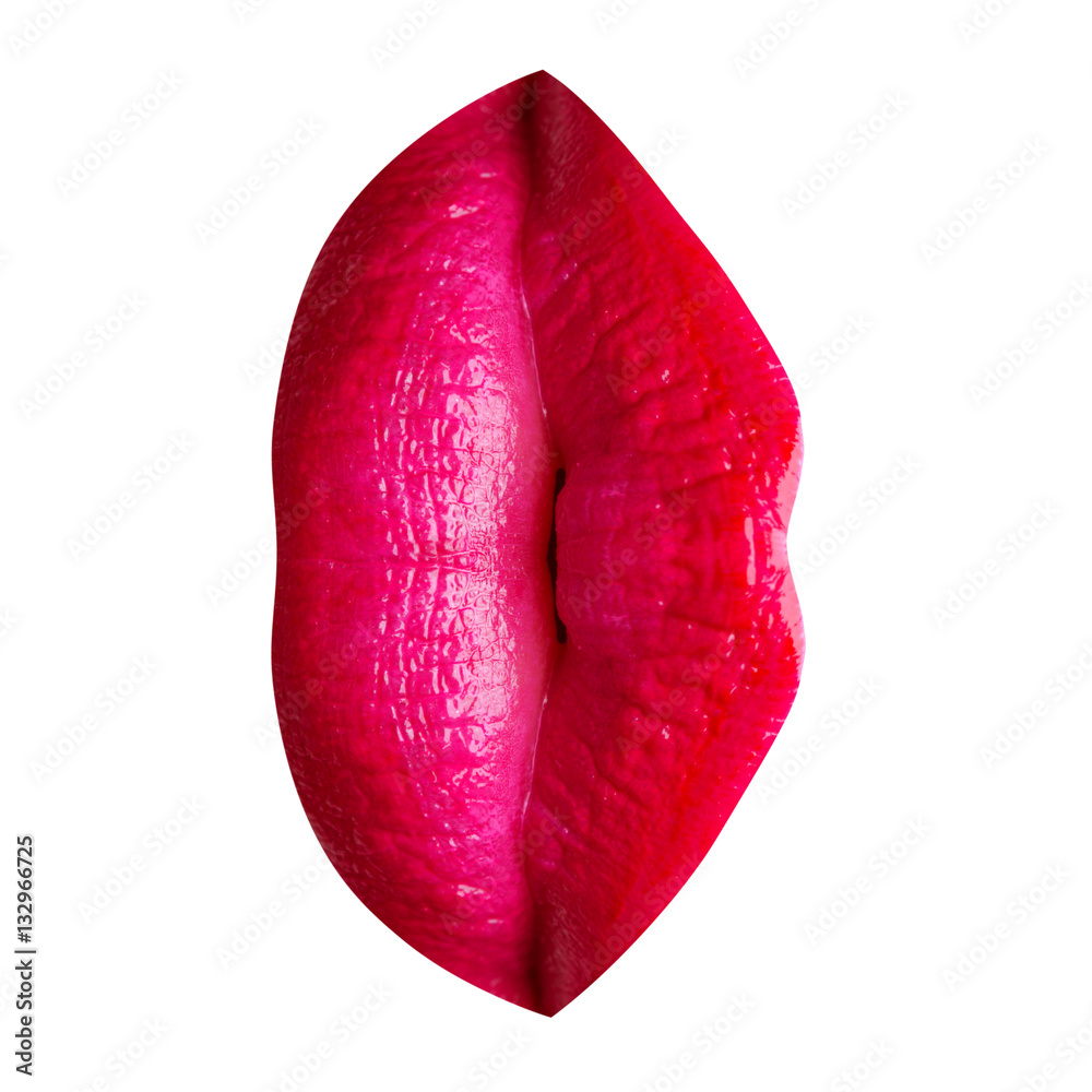 Women's vagina or labia sexy concept from female lips with make-up ...