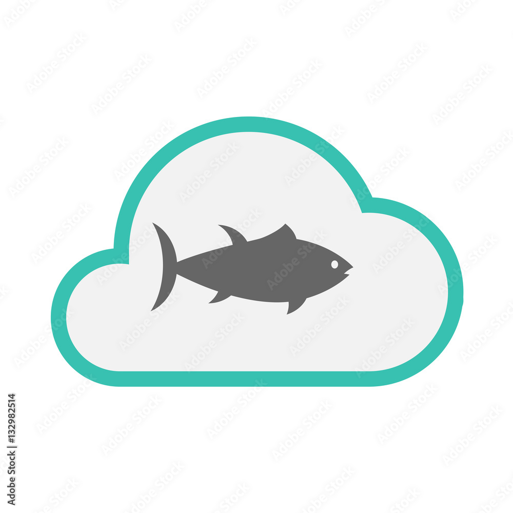 Isolated cloud with a tuna fish Stock Vector | Adobe Stock