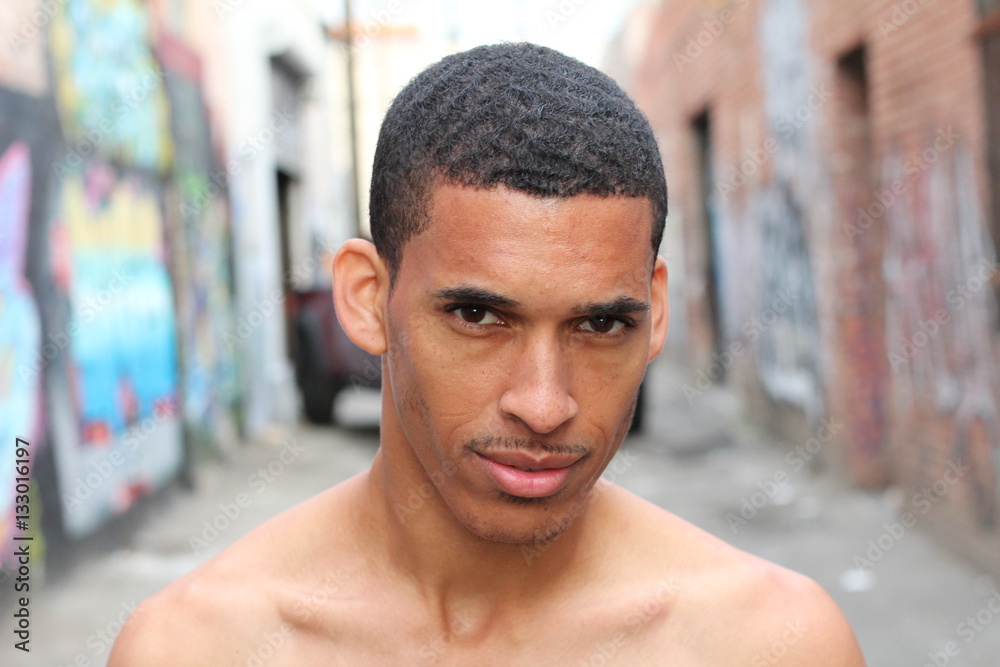 Shirtless skinny man isolated outdoors Stock Photo | Adobe Stock