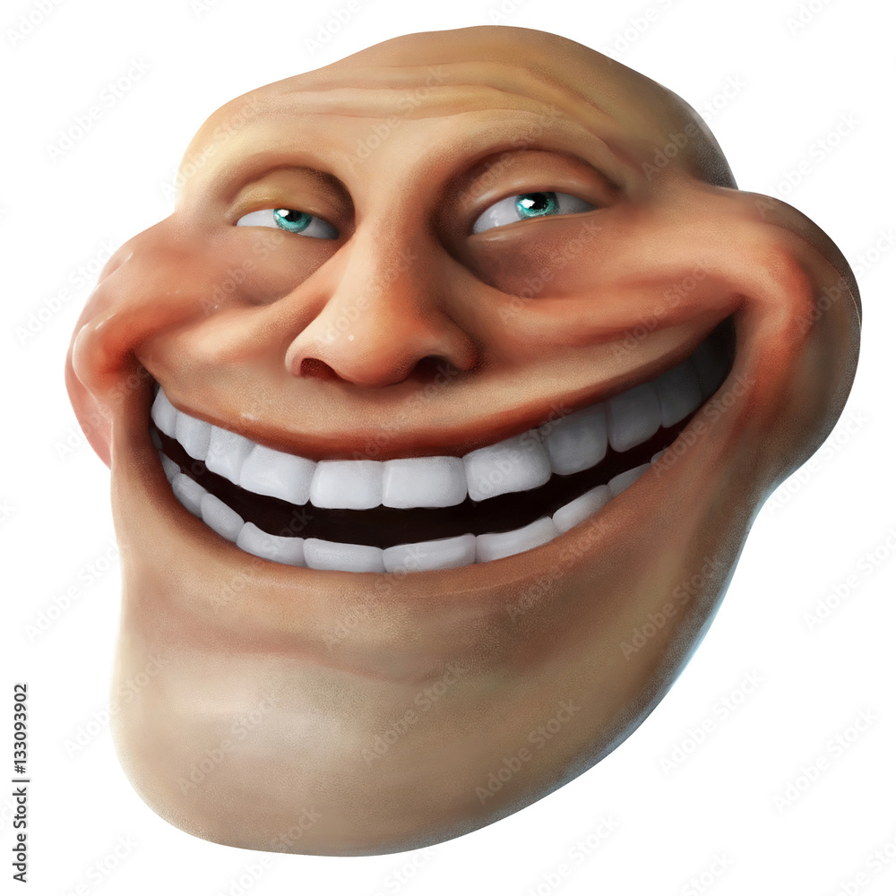 Rage comics face. Trollface. 3D rendering isolated Stock Illustration ...
