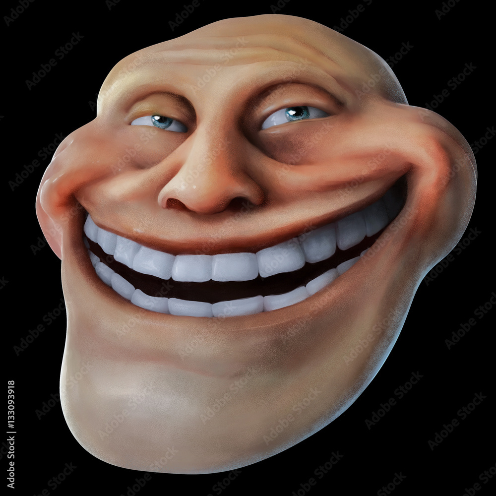 Rage comics face. Trollface. 3D rendering isolated Stock Illustration ...