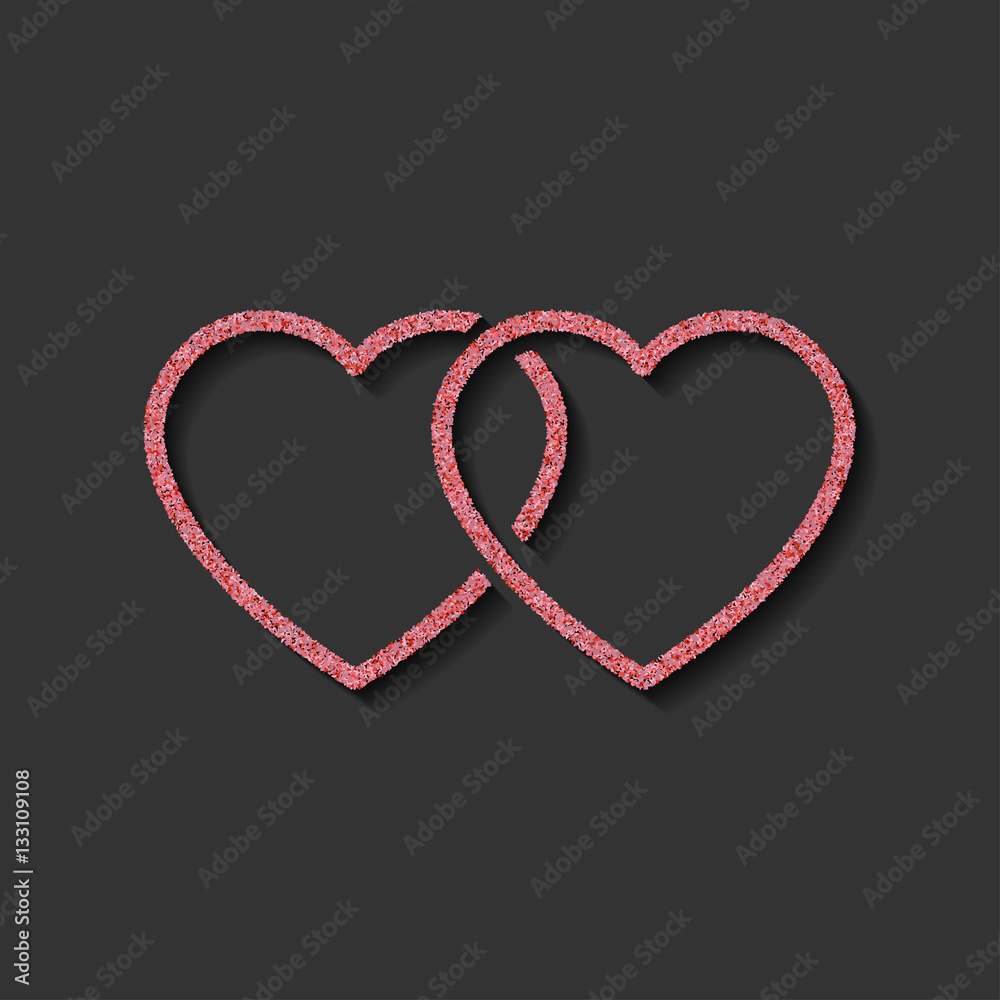 Glitter icon. double pink heart logo. love symbol. use in decoration ...