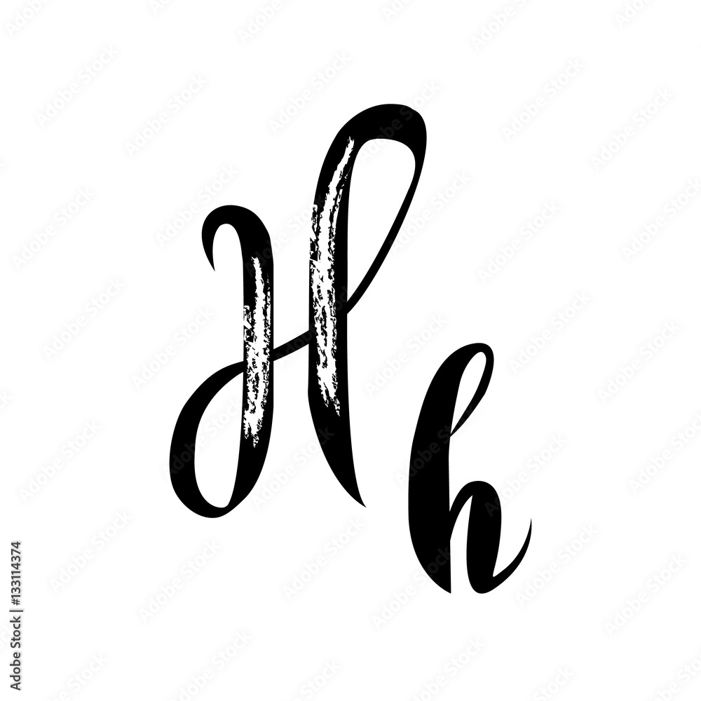 Letter H alphabet lettering vector calligraphy manuscript recipe Stock ...