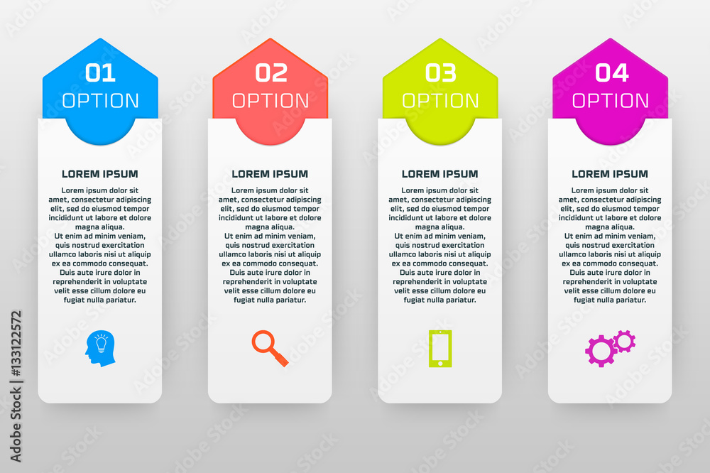 Vector infographics template with four options in material design style ...