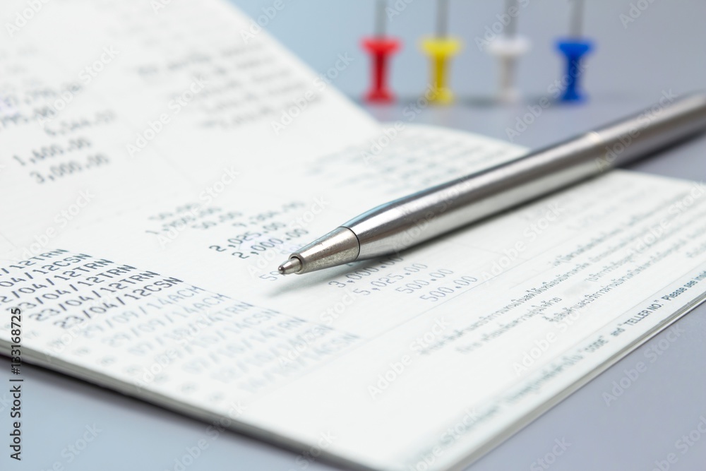 bank account passbook . (View with copy space) / bank account book with ...