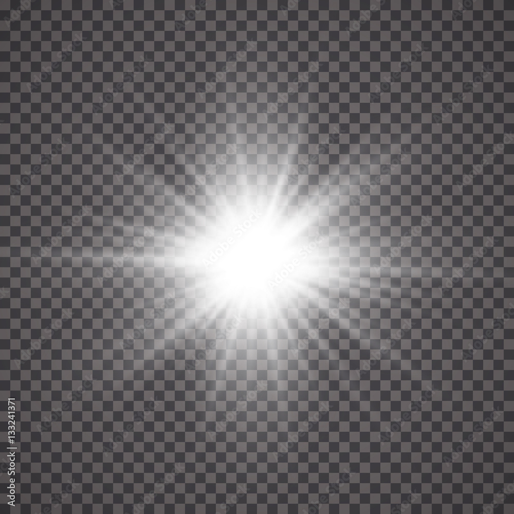 Glow light effect. Starburst with sparkles on transparent background ...