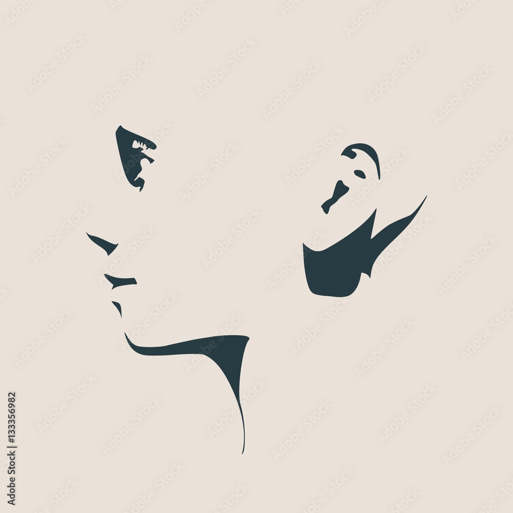 Human head silhouette. Face side view. Elegant silhouette of part of ...