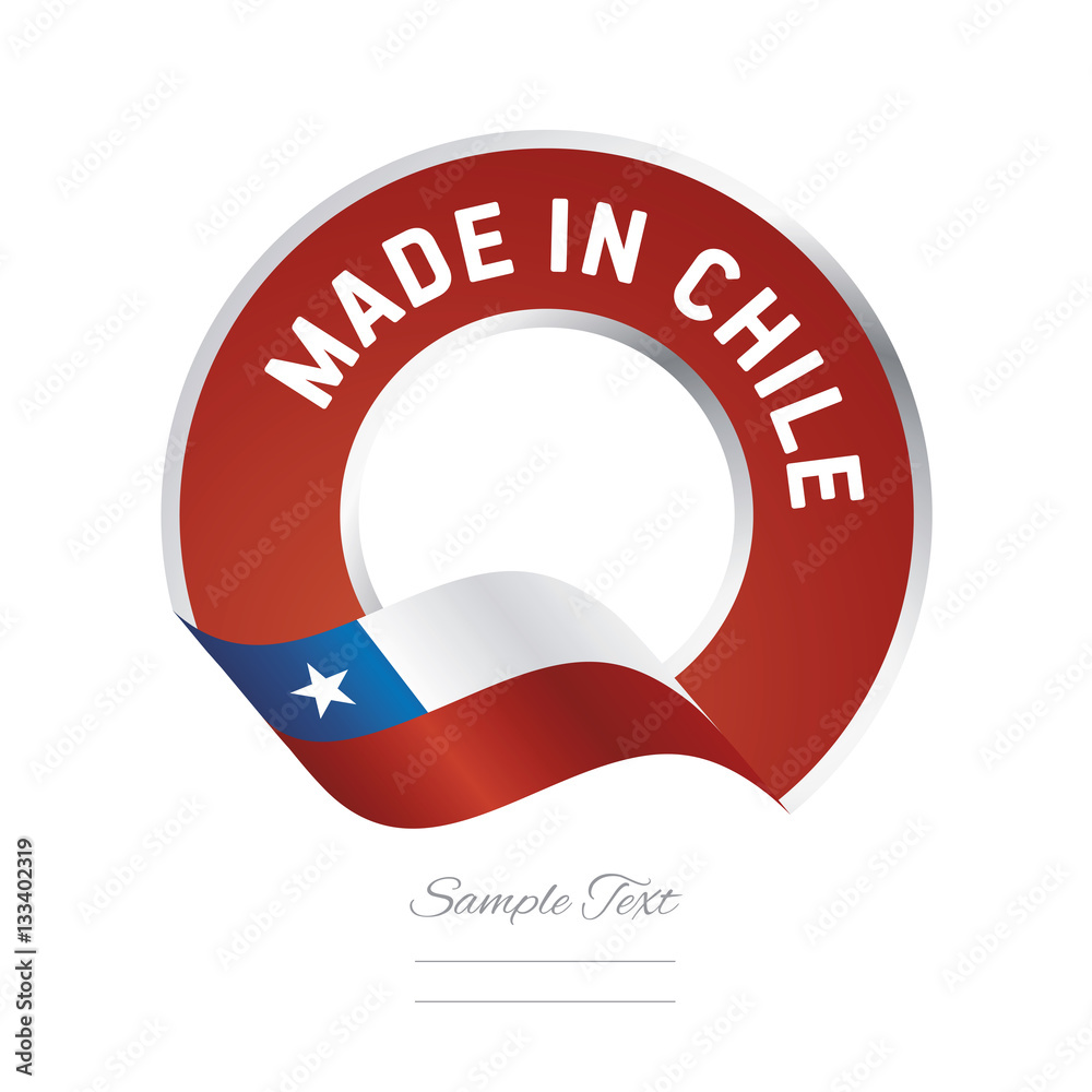 Made in Chile flag red color label button banner Stock Vector | Adobe Stock