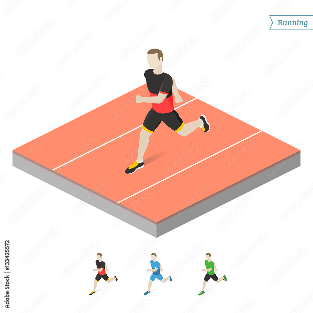 Running man. Isometric view. Vector illustration. Stock Vector | Adobe ...