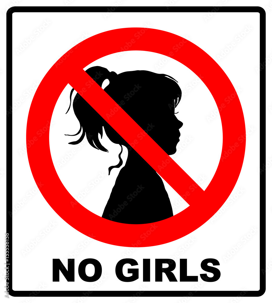 no girls allowed with female symbol - vector Stock Vector | Adobe Stock