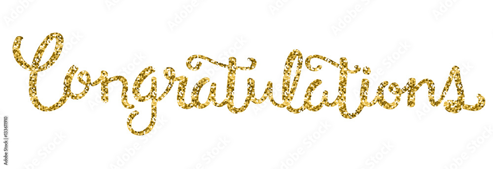 CONGRATULATIONS hand lettering in gold glitter Stock Vector | Adobe Stock