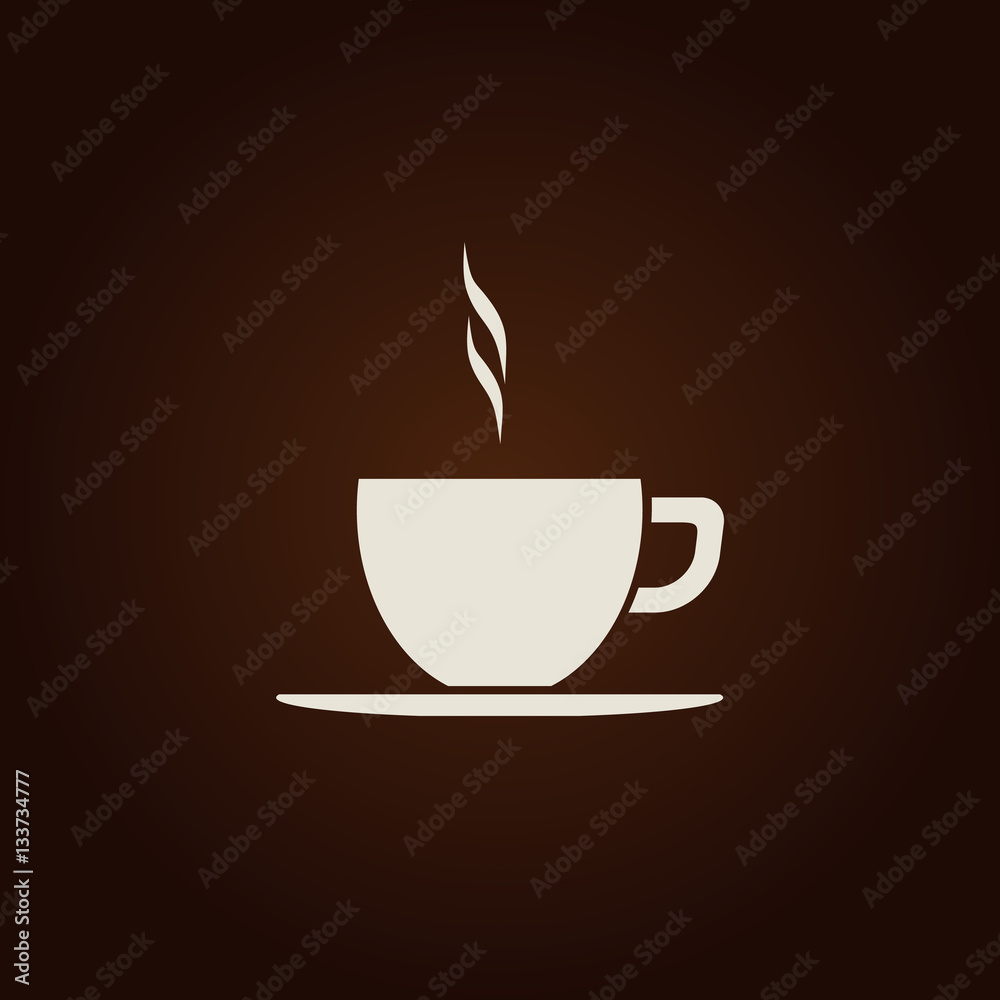 Coffee cup vector flat icon. Tea cup. Brown coffee cup sign on milk ...