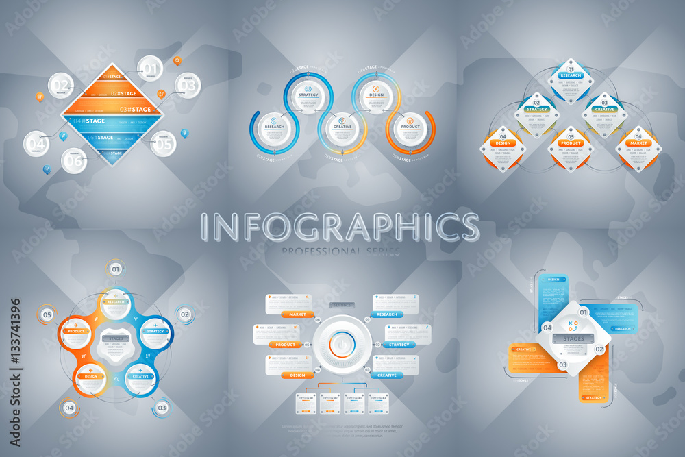 Business infographics concept set vector illustration. Data ...