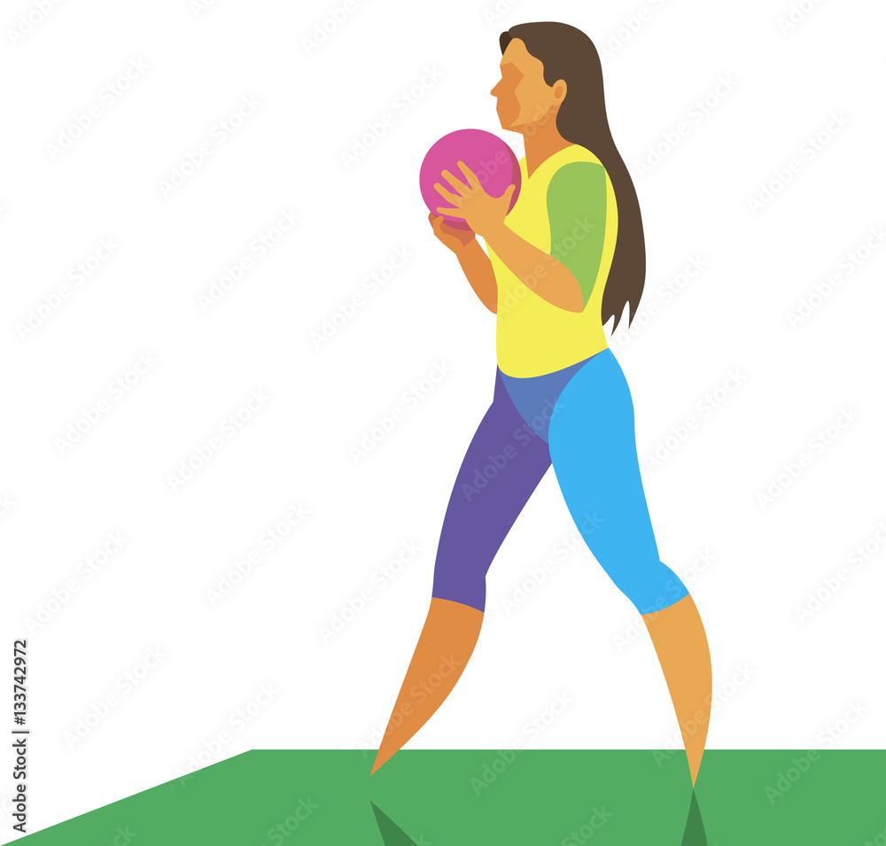woman bowler prepares to throw the ball Stock Vector | Adobe Stock