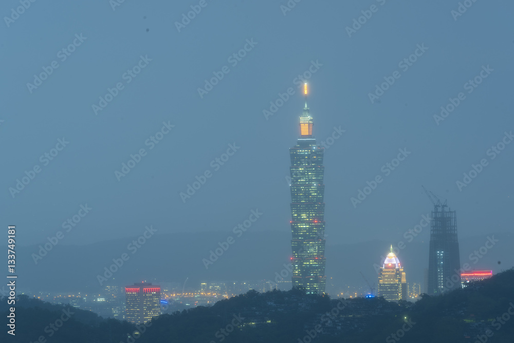 TAIPEI, TAIWAN - NOVEMBER 21, 2016: Taipei 101 building is a famous ...