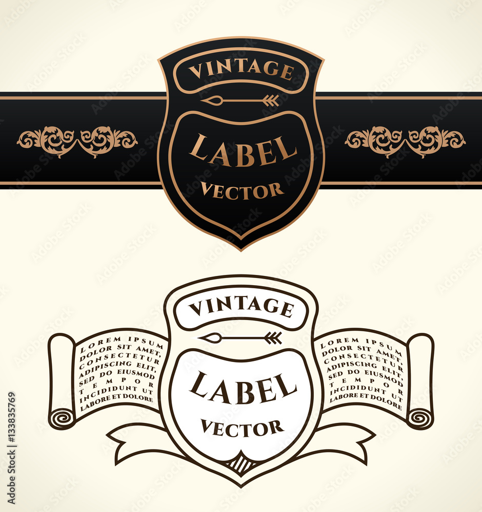 Vintage shield emblems. Crests vector logo set Stock Vector | Adobe Stock