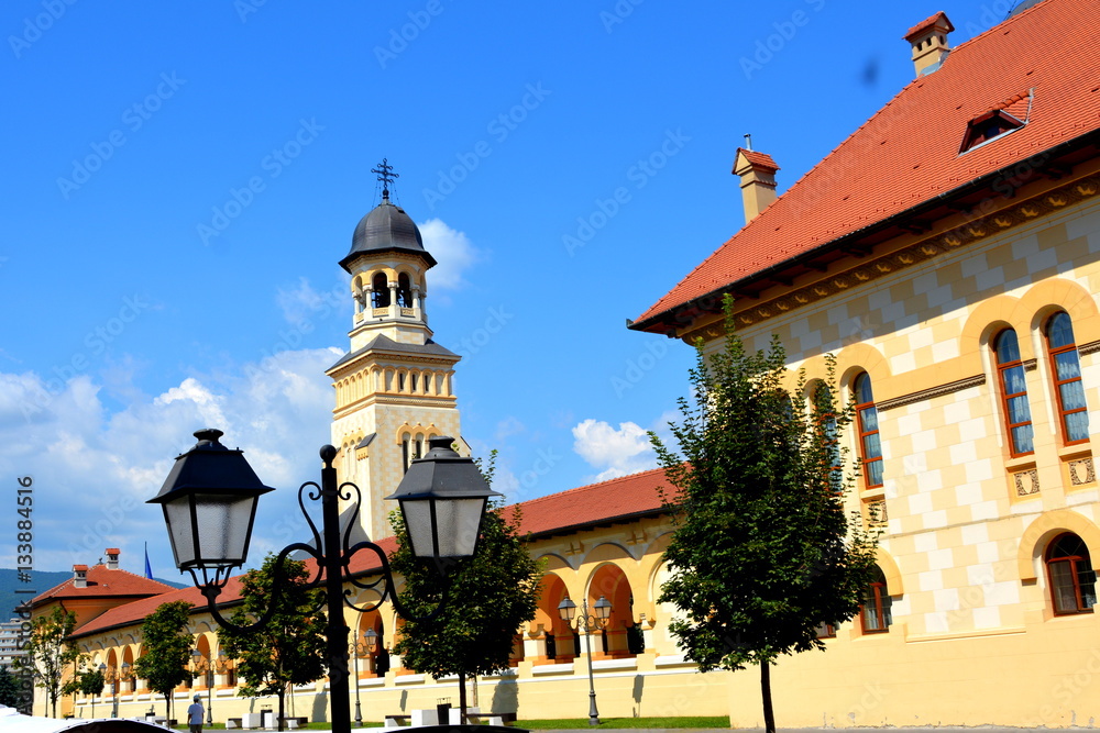 Inside the medieval fortress Alba Iulia, Transylvania.The modern city ...