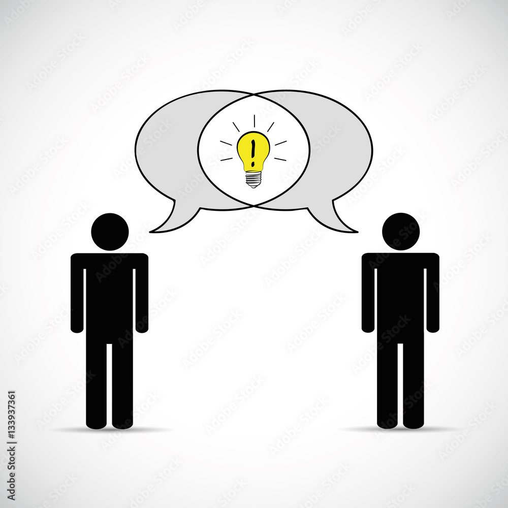 zwei männer mit gemeinsamer idee piktogramm Stock Vector | Adobe Stock