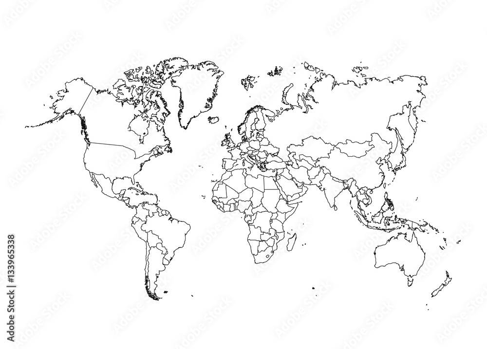 Political World Map vector Illustration. Stock Vector | Adobe Stock