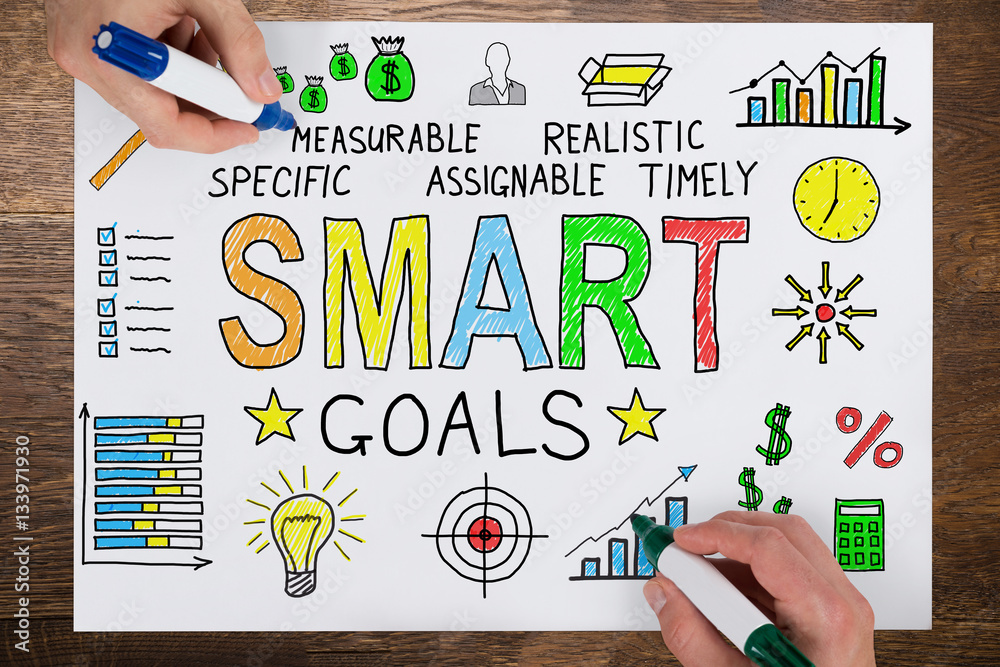 People Drawing Smart Goals Concept On Paper Stock Photo | Adobe Stock