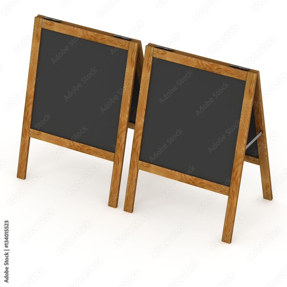 Sandwich board. Black menu outdoor display with clipping path. Trade ...