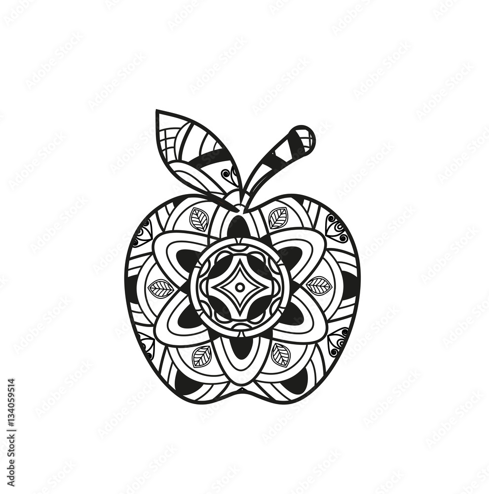 Vector de Stock Vector illustration of an apple mandala for coloring ...