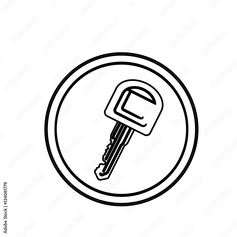 silhouette circular border with key vector illustration Stock Vector ...