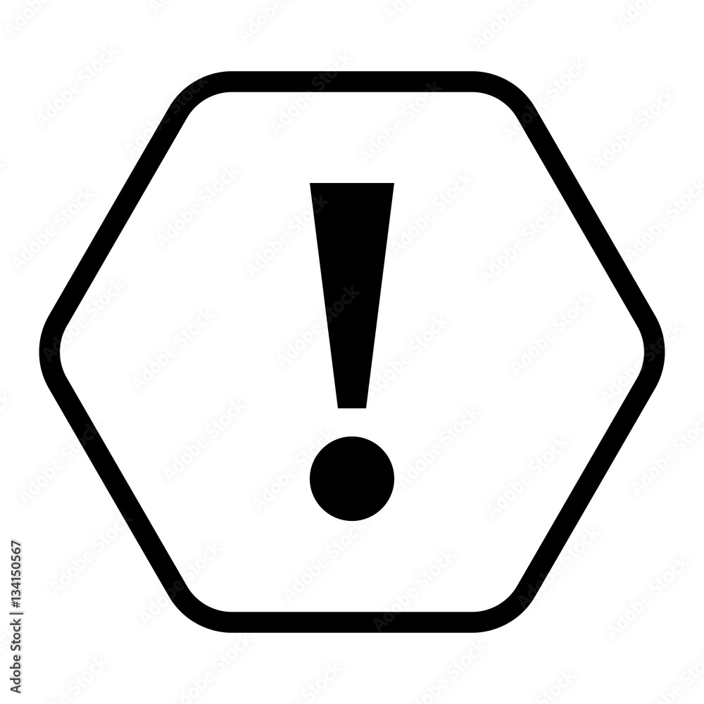 Black hexagon exclamation mark icon warning sign attention butto Stock ...