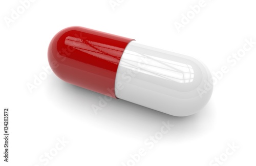 Photo Stock Single red and white drug capsule | Adobe Stock