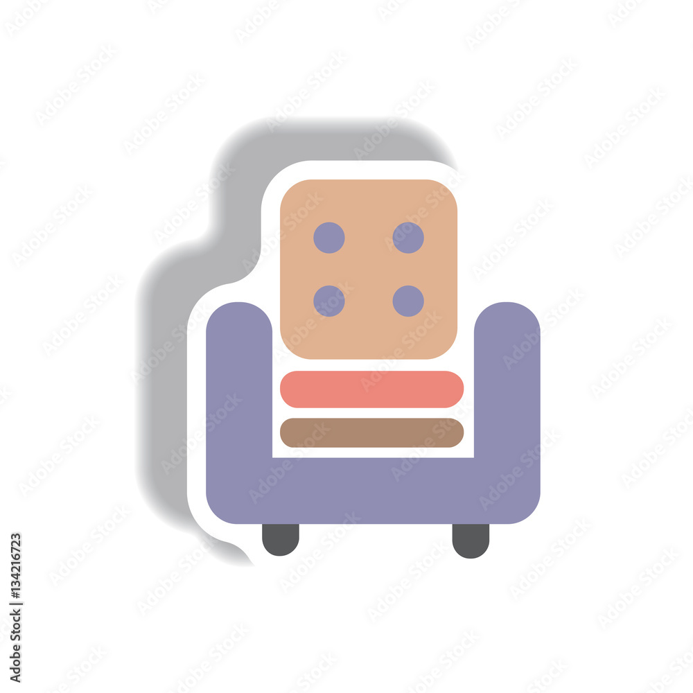 Vector de Stock Vector illustration in paper sticker style armchair ...